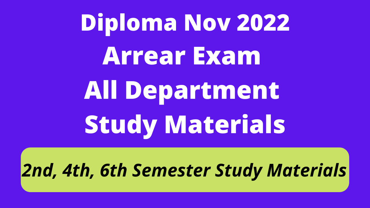 Diploma Even Semester All Department Study Materials - Yuvas all info
